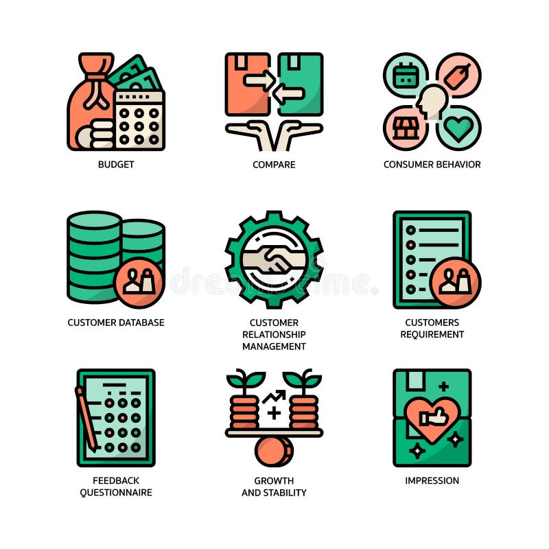 Online Activities Icons Set Stock Vector - Illustration of style ...