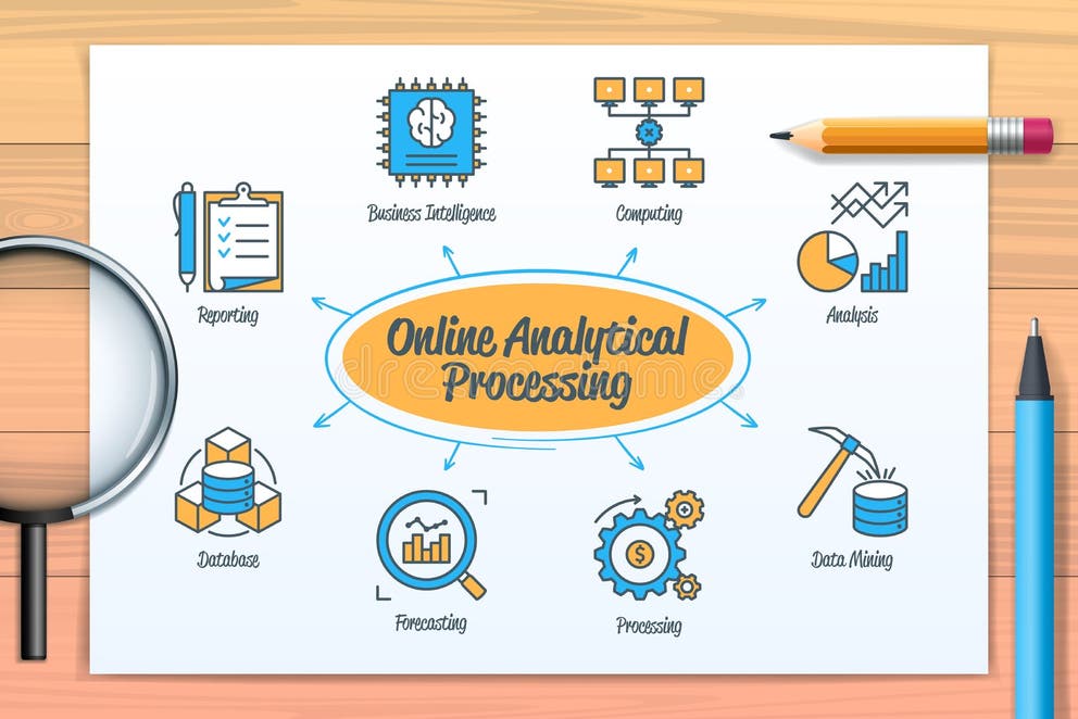 Online Analytical Processing Chart with Icons and Keywords Stock Vector ...