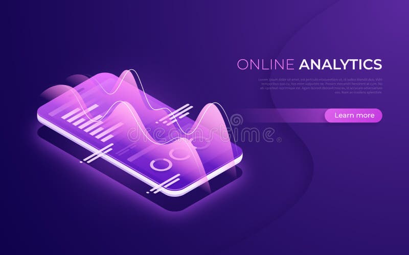 Online Analytics, Data Analysis, Financial Performance Isometric ...