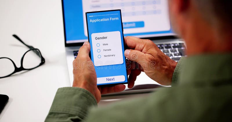 Online Application Form on Mobile Phone Stock Photo - Image of computer ...