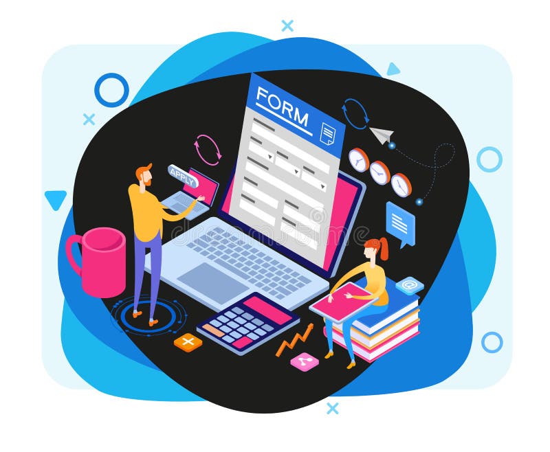 Online Application Isometric Concept Banner Stock Vector - Illustration ...