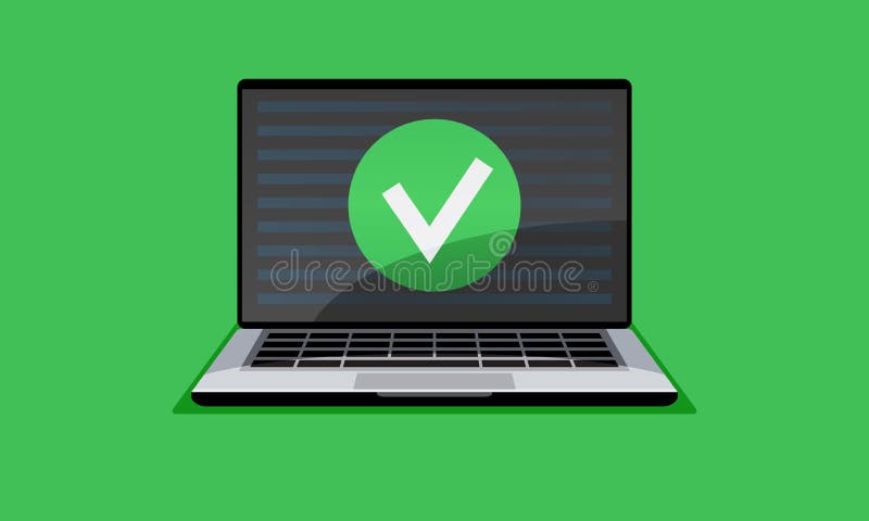 Online Approve Check Mark Updated or Download Complete, Accept, Laptop ...