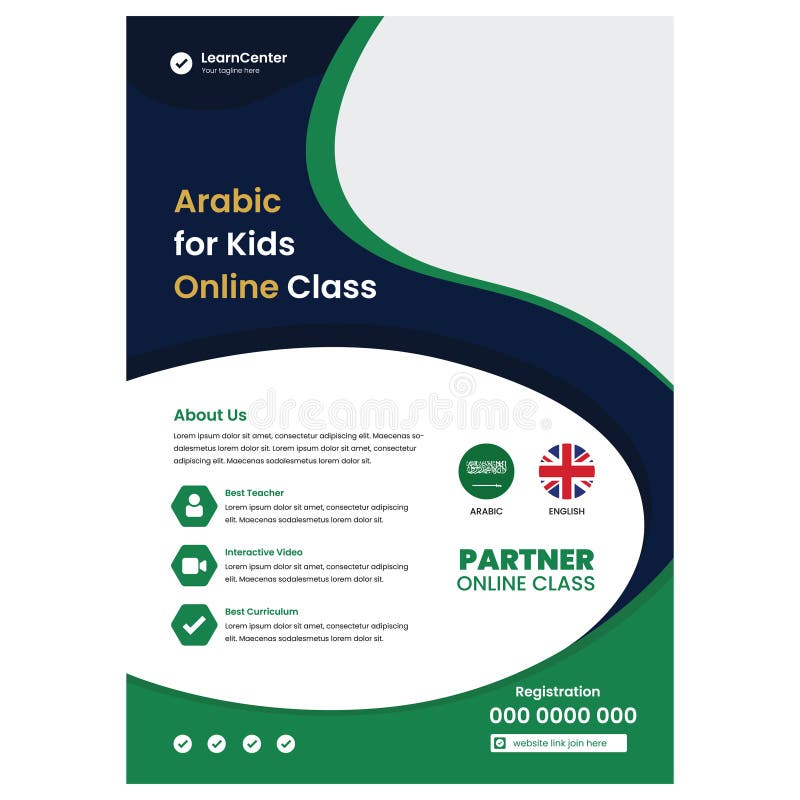 Online Arabic Language Class for Kids Flyer Stock Illustration ...