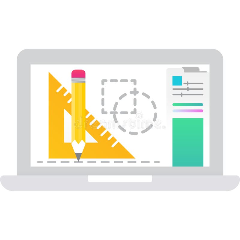 Online Art Class Icon on Vector Laptop Computer Stock Vector ...