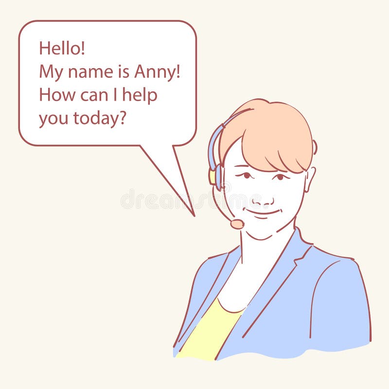 Online Assistant Support Operator Hand Drawn Style Vector Doodle Design ...