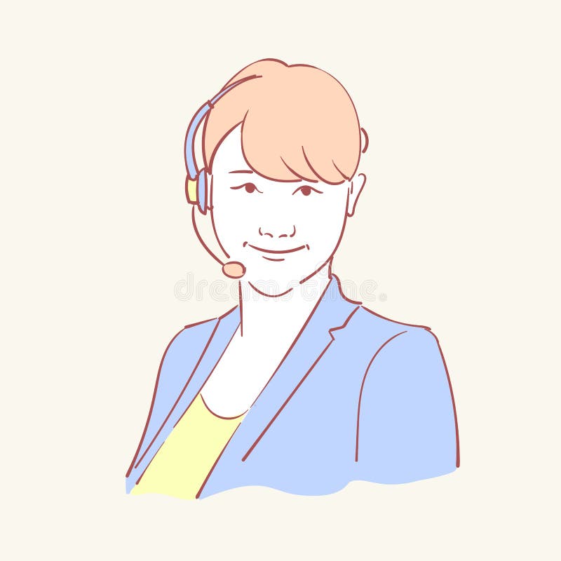 Online Assistant Support Operator Hand Drawn Style Vector Doodle Design ...