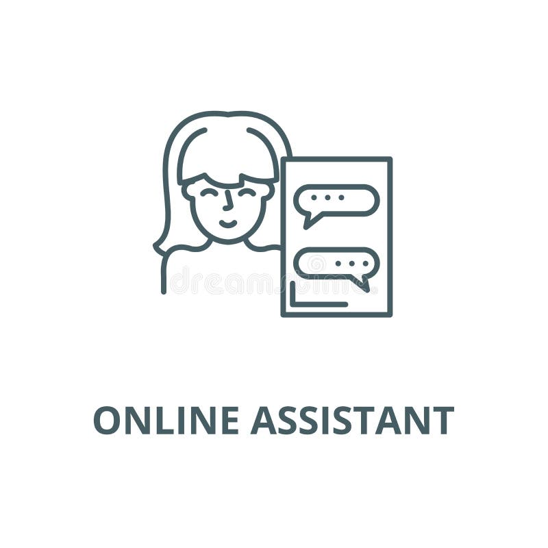 Virtual Assistant Vector Line Icon, Linear Concept, Outline Sign ... Virtual Assistant Vector Line Icon, Linear Concept, Outline Sign ...