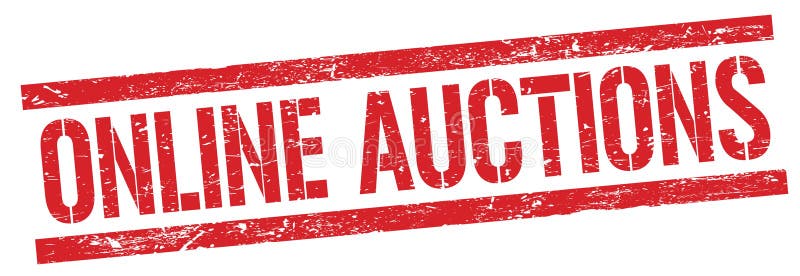 ONLINE AUCTIONS Text on Red Grungy Rectangle Stamp Stock Illustration ...