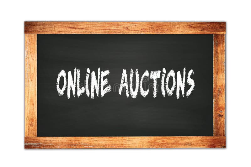 ONLINE AUCTIONS Text Written on Wooden Frame School Blackboard Stock ...