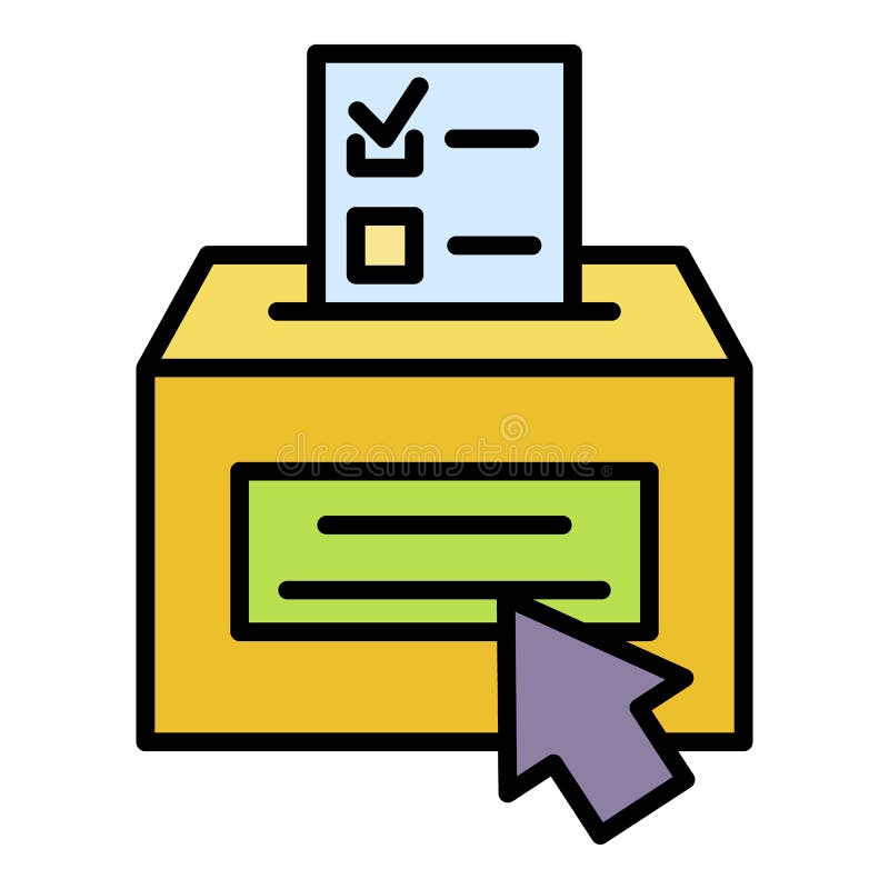 Online Ballot Box Icon Color Outline Vector Stock Vector - Illustration ...
