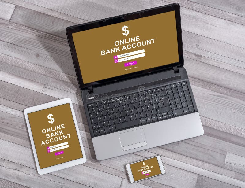 Online Bank Account Concept on Different Devices Stock Photo - Image of ...