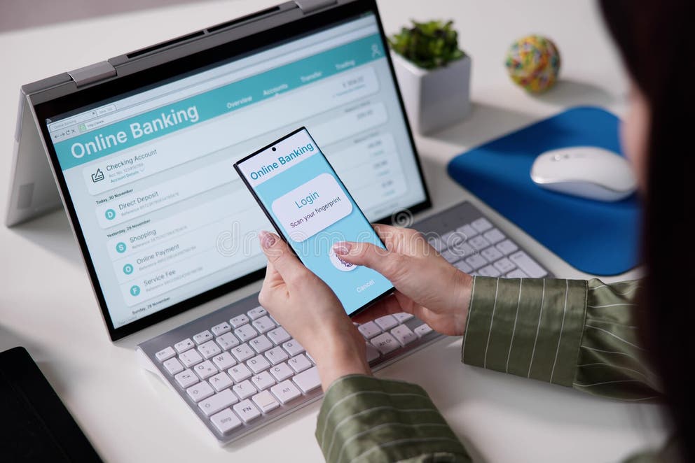 Online Bank Ecommerce Money Transfer 2 Factor Stock Image - Image of woman, secure: 266421473