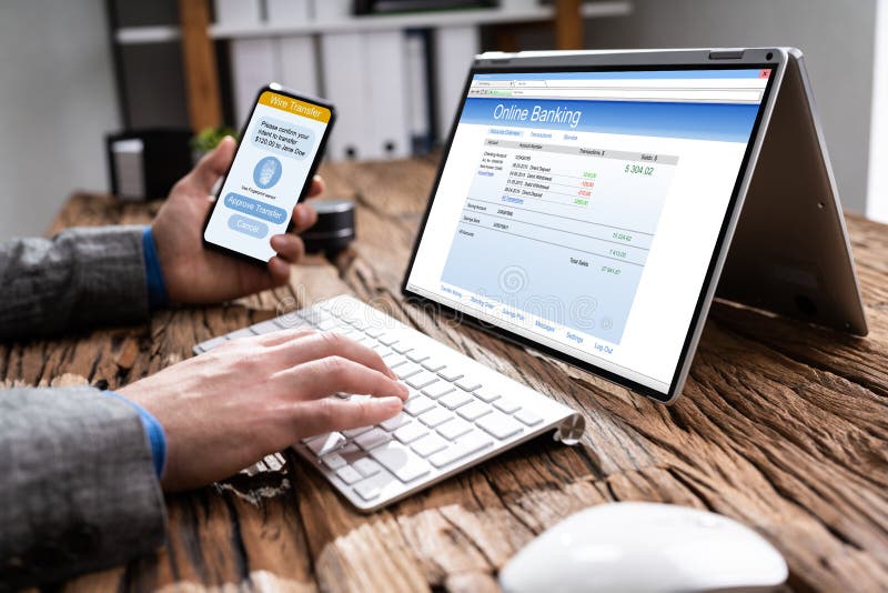 Online Bank Two Factor Authentication Stock Image - Image of laptop ...
