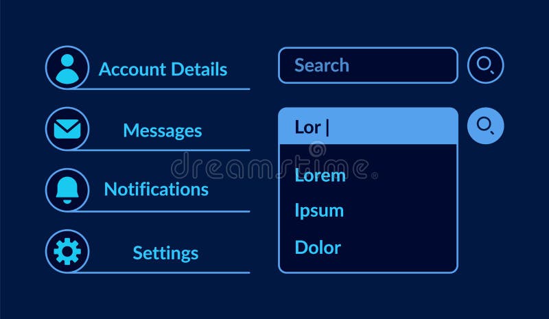 Online Banking Account Settings UI Elements Kit Stock Vector ...