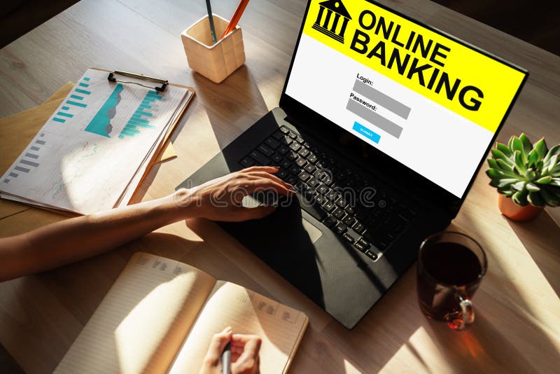 Online Banking Application on Mobile Device Screen. Financial and ...