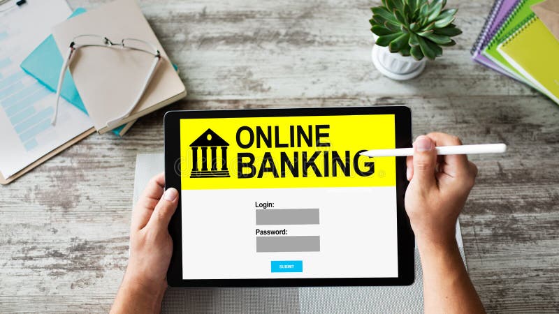 Online Banking Application on Mobile Device Screen. Financial and ...