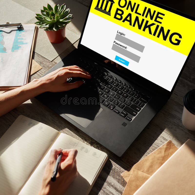 Online Banking Application on Mobile Device Screen. Financial and ...