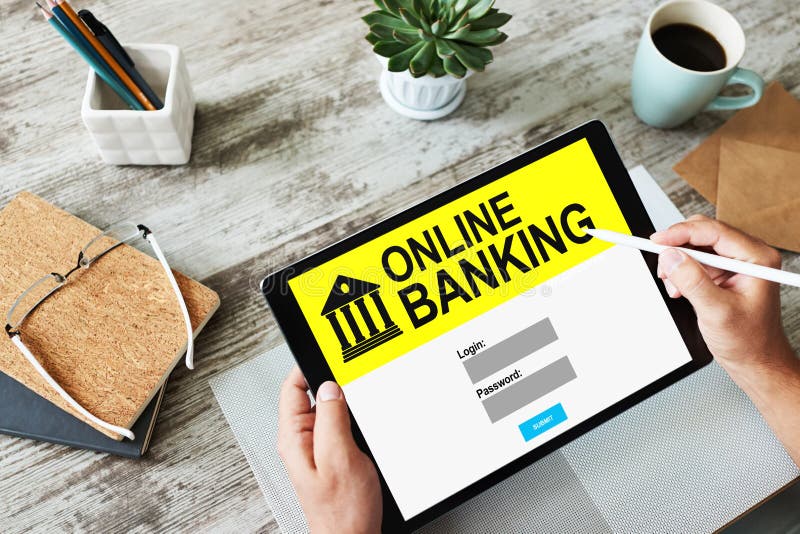 Online Banking Application on Mobile Device Screen. Financial and ...