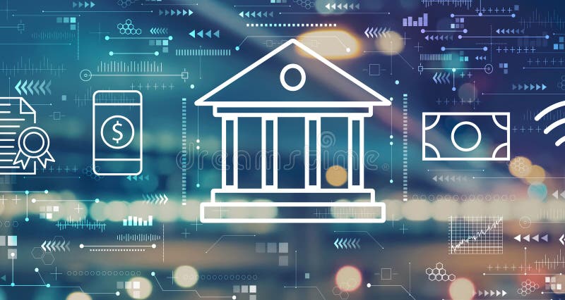 Online Banking Concept with Blurred City Lights Stock Image - Image of ...