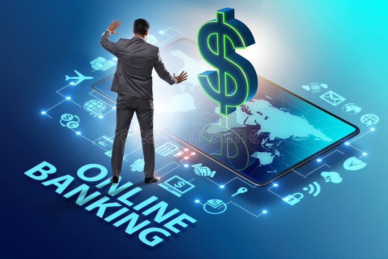 Online Banking Concept with Businessman Stock Image - Image of bank ...