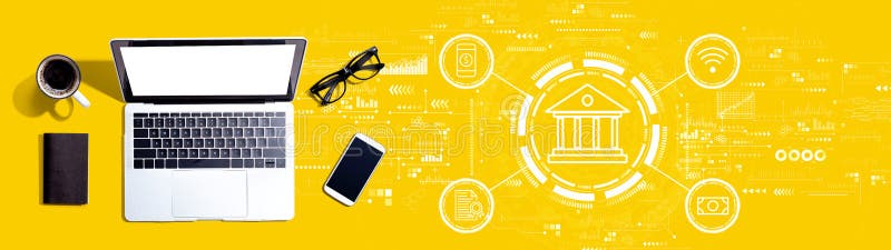 Online Banking Concept with a Laptop Computer Stock Photo - Image of ...