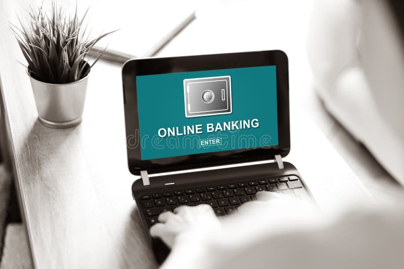 Online Banking Concept on a Laptop Screen Stock Photo - Image of ...