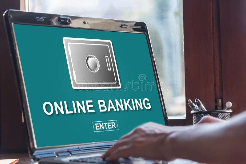 Online Banking Concept on a Laptop Screen Stock Image - Image of ...