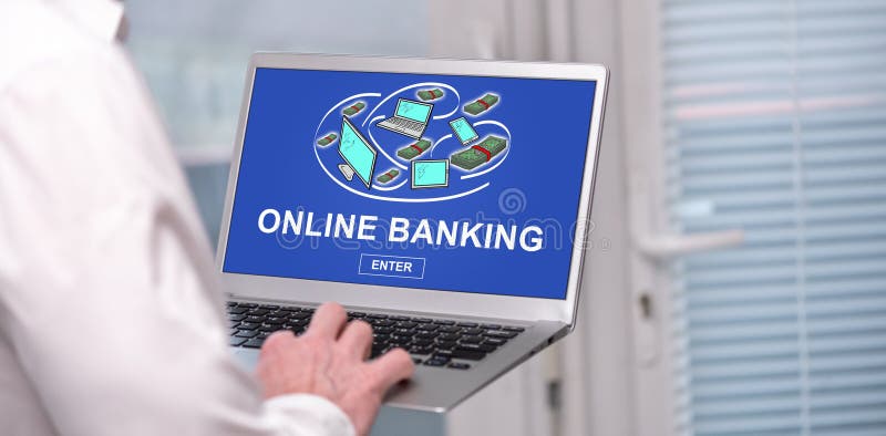 Online Banking Concept on a Laptop Screen Stock Image - Image of ...