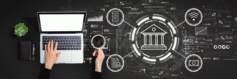 Online Banking Concept with Person Using Laptop Computer Stock Image ...