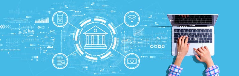 Online Banking Concept with Person Using a Laptop Stock Photo - Image ...