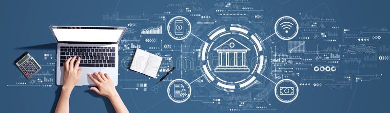 Online Banking Concept with Person Using a Laptop Stock Photo - Image ...