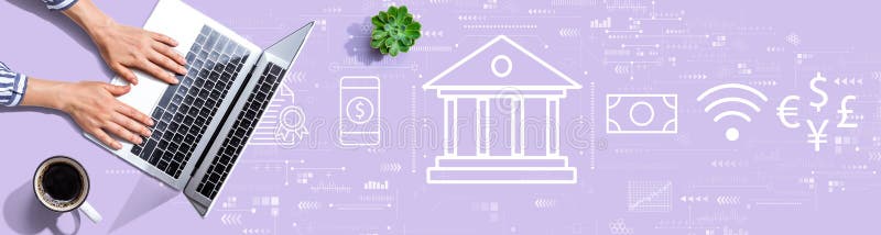 Online Banking Concept with Person Using a Laptop Editorial Photography ...