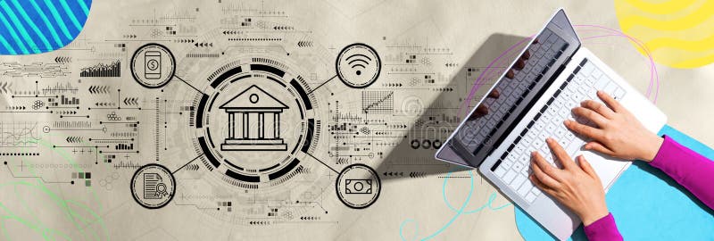 Online Banking Concept with Person Using a Laptop Stock Photo - Image ...