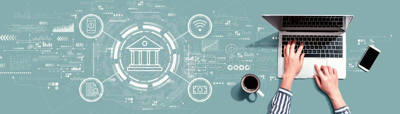 Online Banking Concept with Person Using Laptop Stock Photo - Image of ...