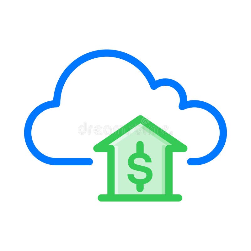 Online Banking. Fin-tech. Cloud Computing Icon. Simple Outline Filled ...