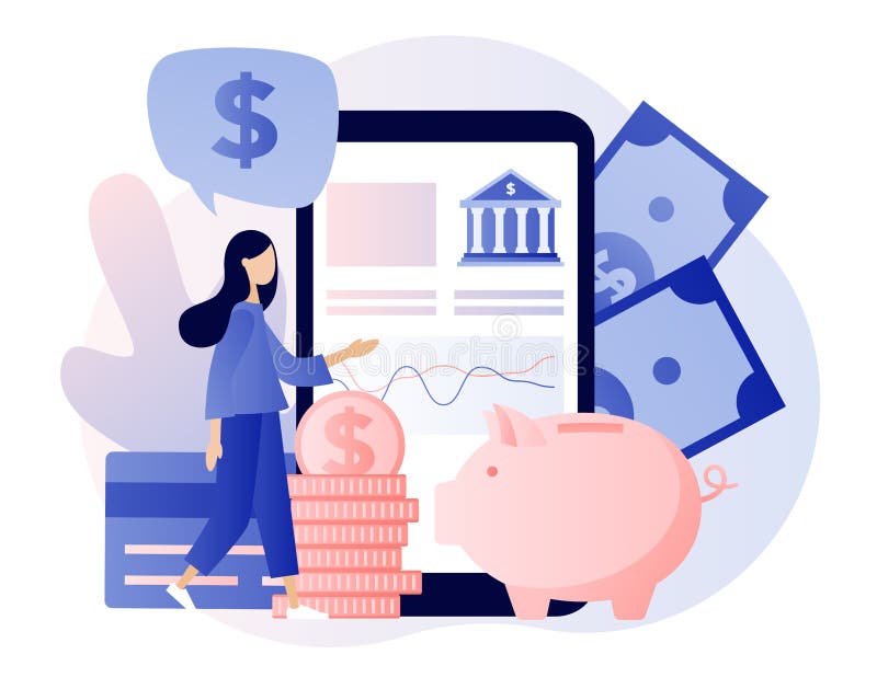 Online Banking. Flat Cartoon Style. Vector Illustration Stock Vector ...