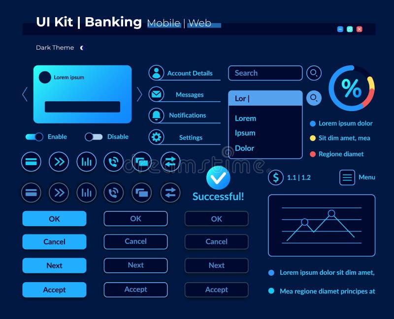 Online Banking Account Settings UI Elements Kit Stock Vector ... Online Banking Account Settings UI Elements Kit Stock Vector ...