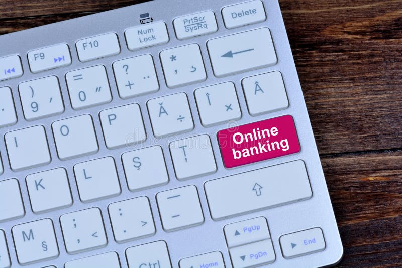 Online Banking on Keyboard Button Stock Image - Image of electronic ...