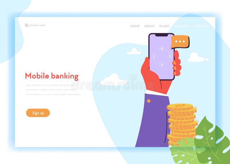 Online Banking Landing Page Template. Mobile Payment Concept with ...