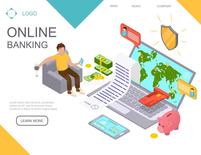 Online Banking Landing Web Page Template. Vector Stock Vector ...