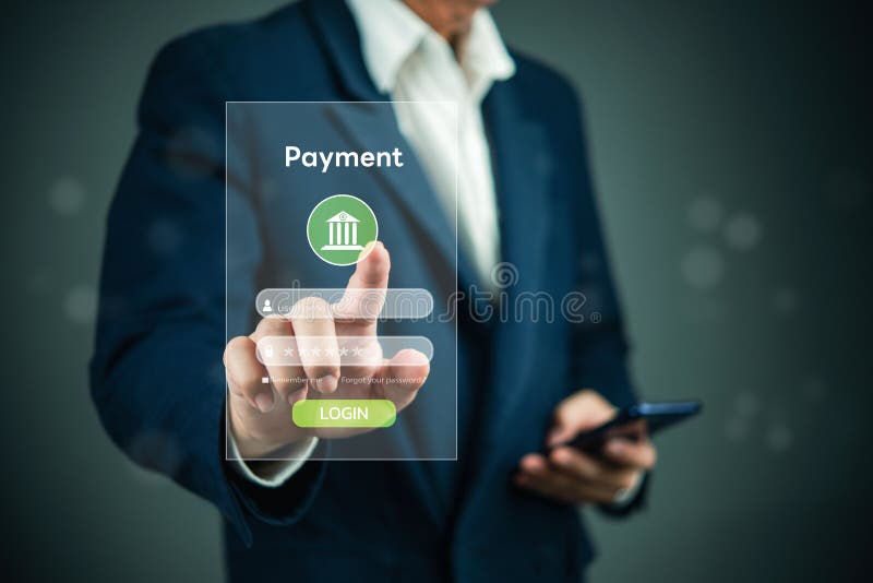 Online Banking Login, Businessman Accessing Digital Payment System, Secure Financial Transaction ...