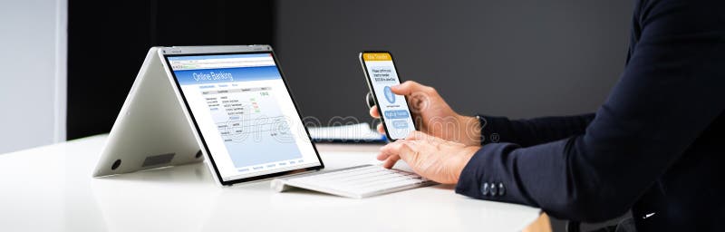 Online Banking Mobile Ecommerce 2 Factor Authentication Stock Photo ...