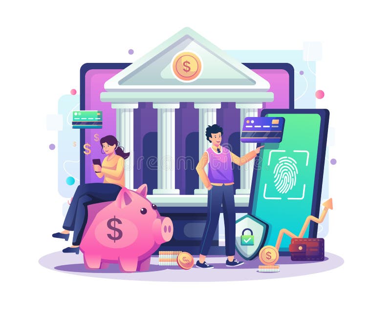 Online Banking and Mobile Payment Concept. People Do Digital Money ...