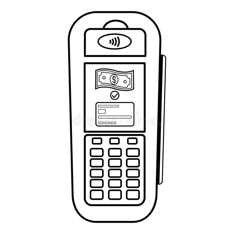 POS Terminal Processes Payment for Coloring. Stock Vector ...
