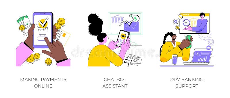 Online Banking Services Isolated Cartoon Vector Illustrations. Stock ...