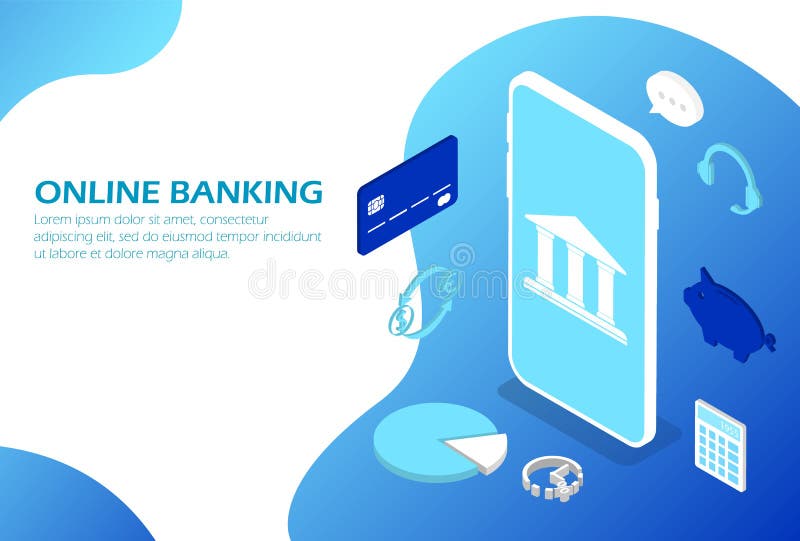 Online Banking on a Smartphone. Isometric Stock Illustration ...