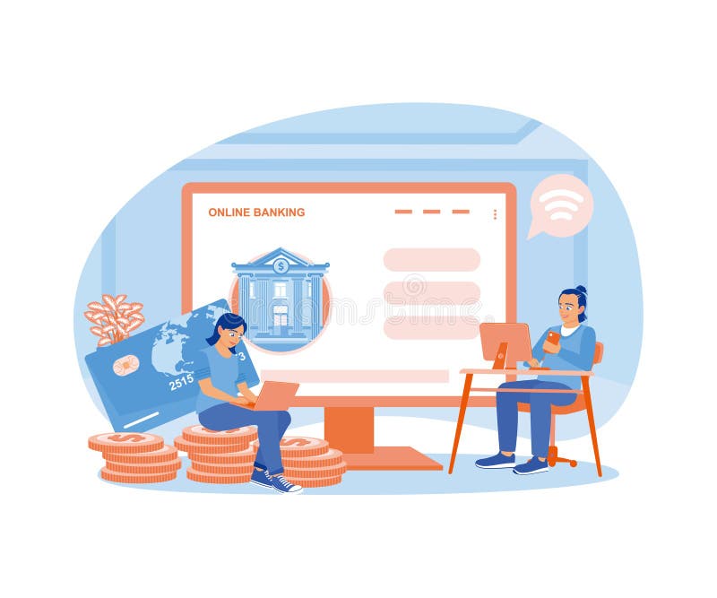 Online Banking System. People Carry Out Financial Transactions Using ...