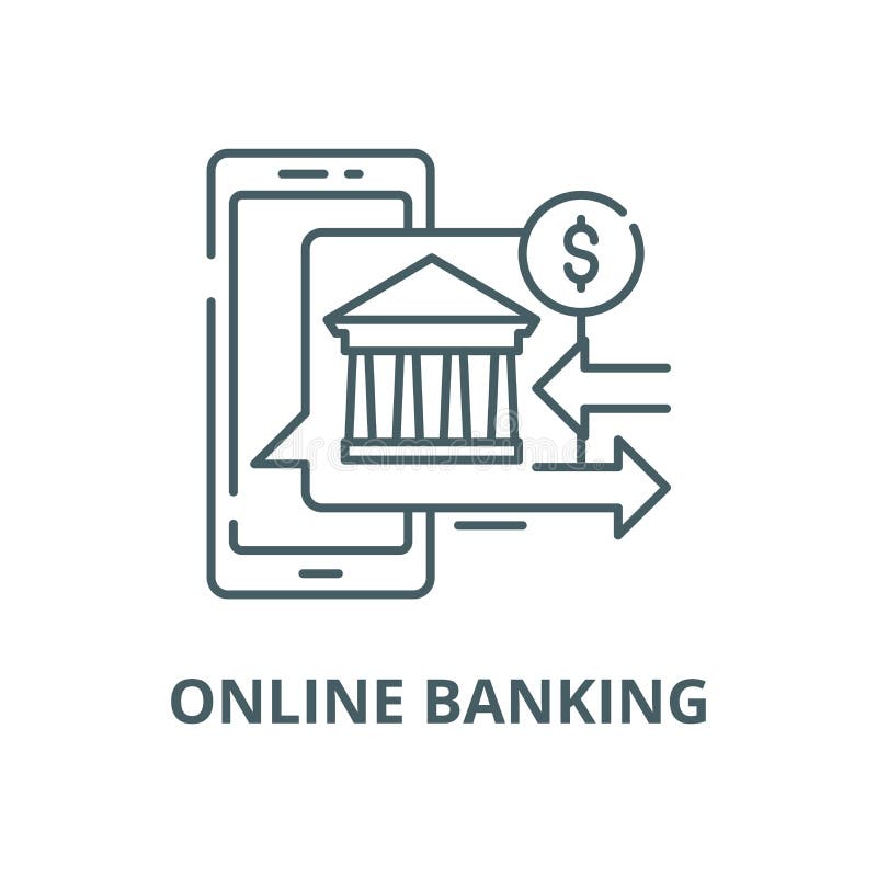 Online Banking Vector Line Icon, Linear Concept, Outline Sign, Symbol ...