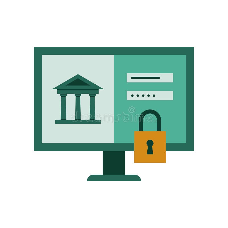 Online Banking Website Login with Lock Stock Vector - Illustration of ...