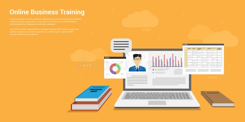 Online bedrijfs opleiding vector illustratie. Illustration of vlak ...